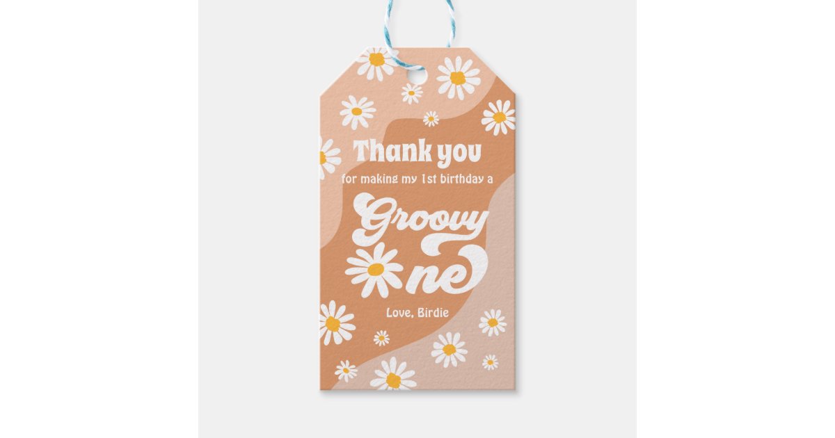 Groovy One 1st Birthday Party Boho Daisy Favor Gift Tags | Zazzle