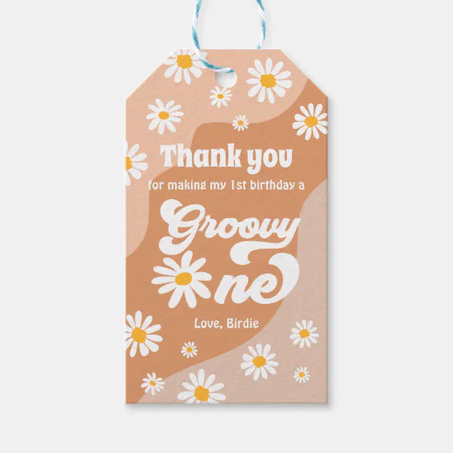 Groovy One 1st Birthday Party Boho Daisy Favor Gift Tags | Zazzle