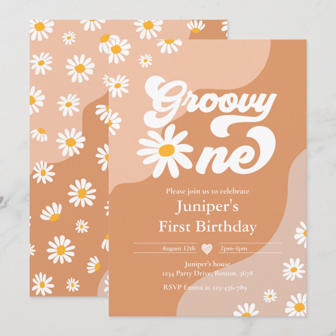 Groovy One 1st Birthday Party Boho Floral Daisy Invitation | Zazzle