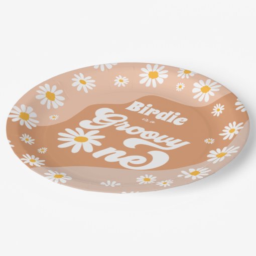 Groovy One 1st Birthday Party Boho Retro Daisy Paper Plates | Zazzle