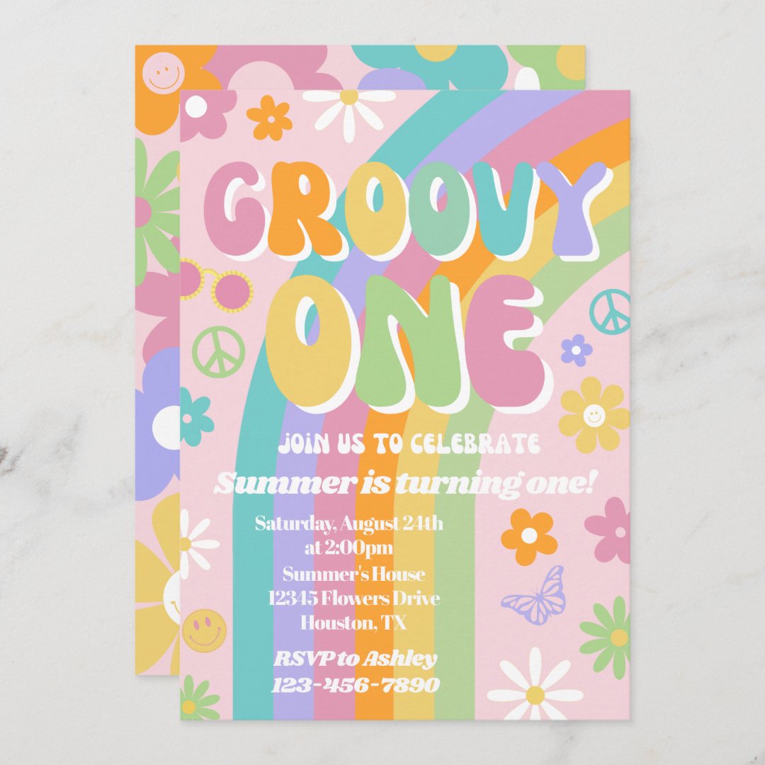 Groovy One Birthday Invitation | Zazzle
