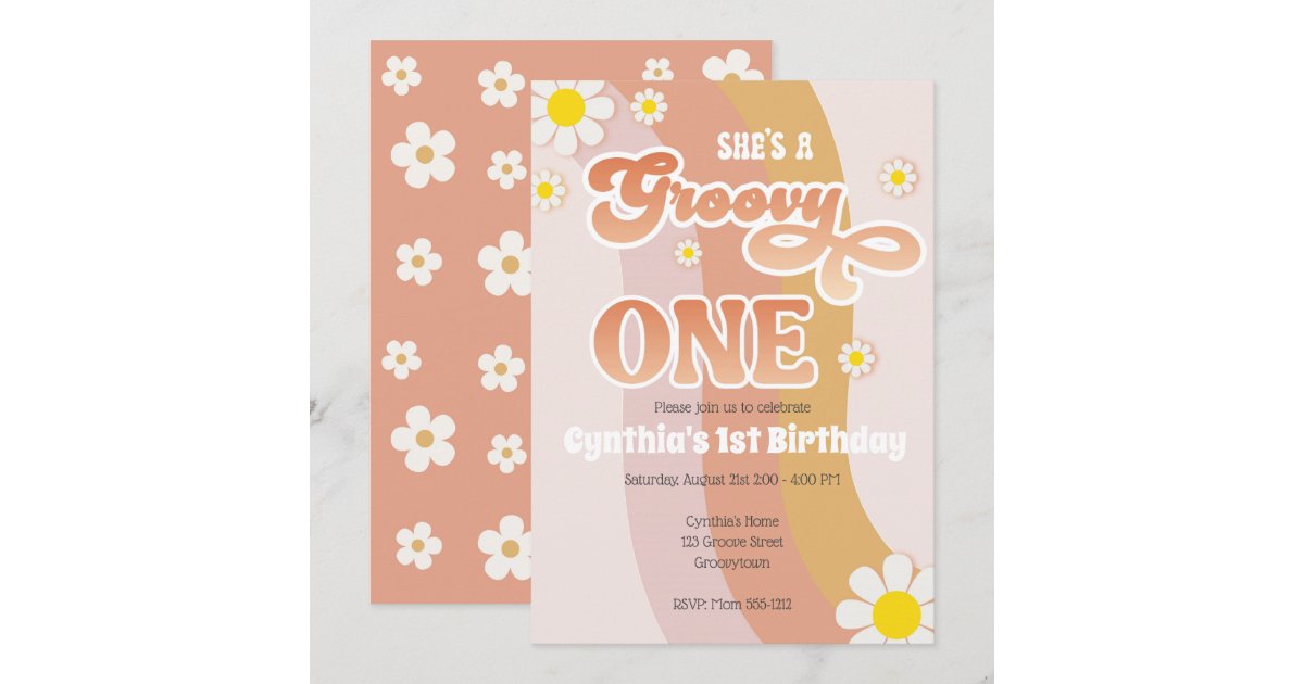 Groovy One Birthday Invitation | Zazzle