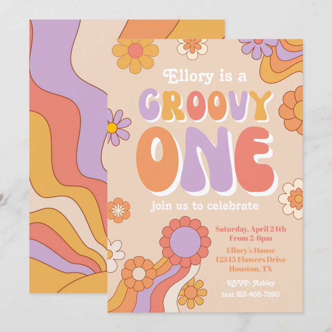 Groovy One Birthday Invitation | 70's Invitation | Zazzle