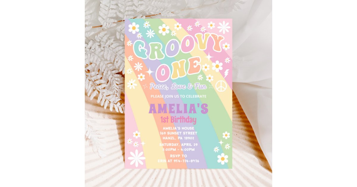 Groovy One Birthday Invitation | Girl 1st Birthday | Zazzle