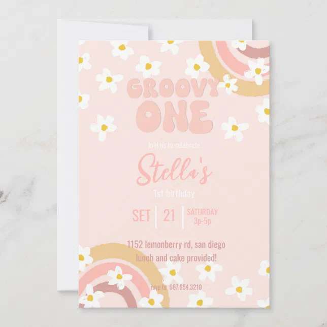 Groovy One Daisy Party Invitation | Zazzle