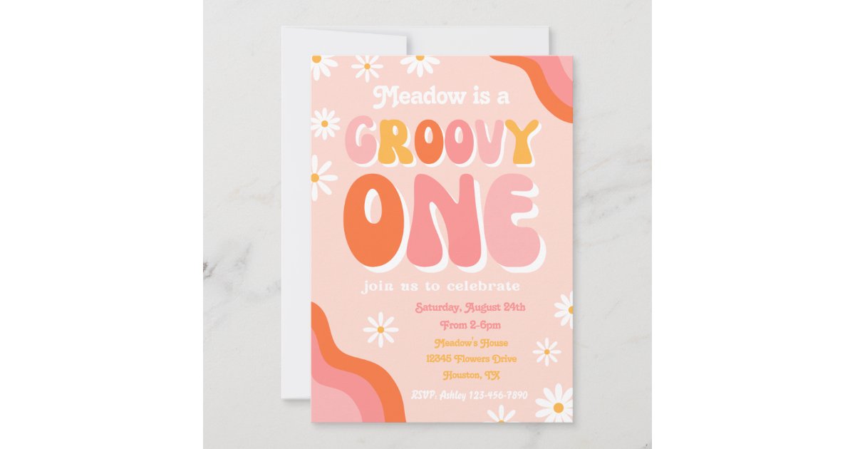 Groovy One First Birthday Invitation | |Groovy One | Zazzle
