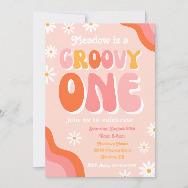 Groovy One First Birthday Invitation | |Groovy One | Zazzle