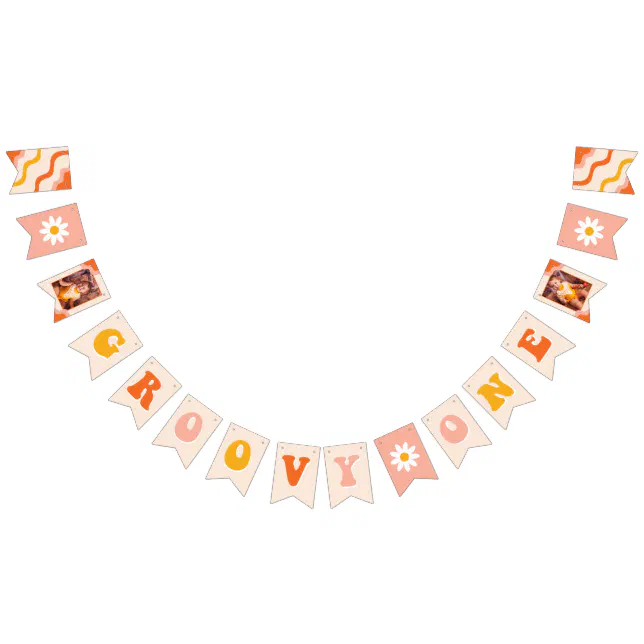 Groovy One First Birthday Photo Banner | Zazzle