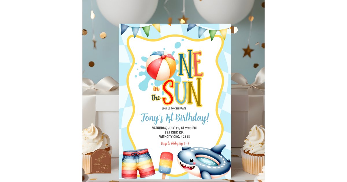 Groovy One in the sun Pool Party Invitation | Zazzle
