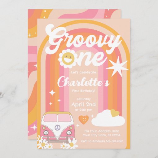 Groovy One Invitation, Groovy Birthday Invitation | Zazzle