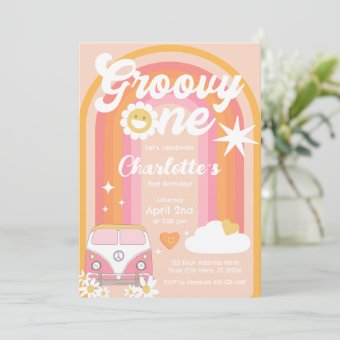 Groovy One Invitation, Groovy Birthday Invitation | Zazzle