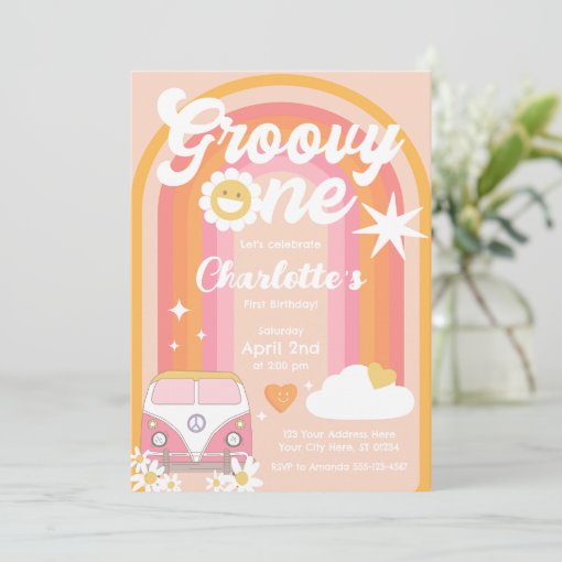 Groovy One Invitation, Groovy Birthday Invitation | Zazzle