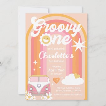 Groovy One Invitation, Groovy Birthday Invitation | Zazzle