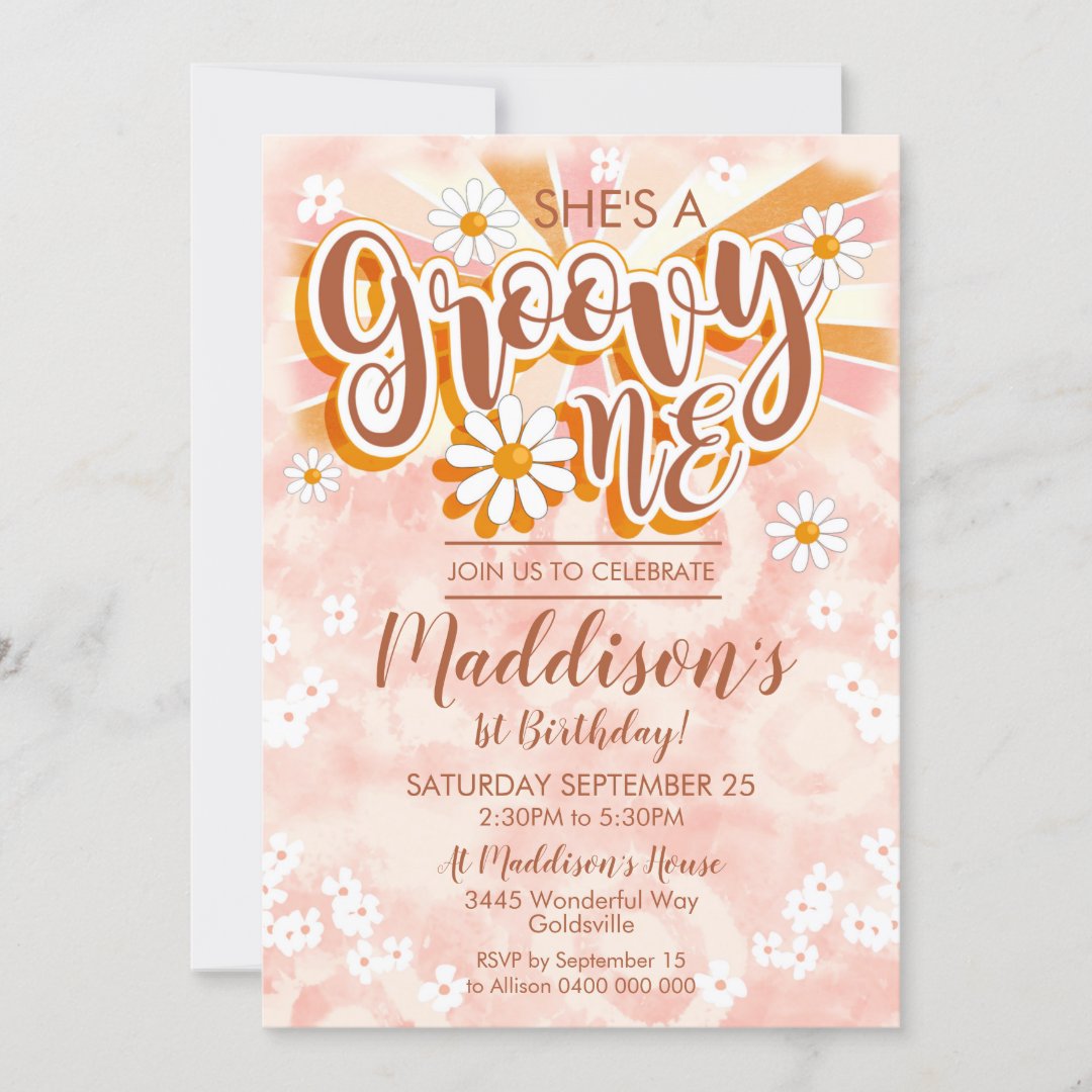 Groovy One Party Invitation Hippy Tie Dye Daisy | Zazzle