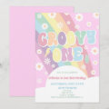 Groovy One Rainbow Daisy Retro 1st Birthday Party Invitation | Zazzle