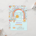 Groovy One Rainbow Flower 1st Birthday Invitation | Zazzle