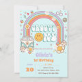 Groovy One Rainbow Flower 1st Birthday Invitation | Zazzle