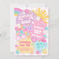 Groovy One Rainbow Sunshine 1st Birthday Party Invitation | Zazzle