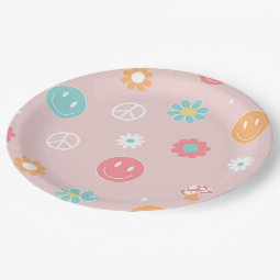 Groovy One Retro Boho Birthday Party Paper Plates | Zazzle