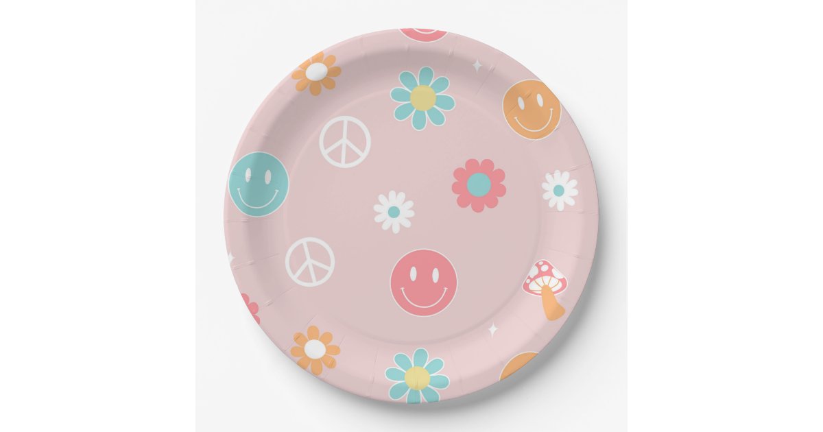 Groovy One Retro Boho Birthday Party Paper Plates | Zazzle