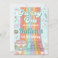 Groovy One Retro Daisy Rainbow First Birthday Invitation | Zazzle