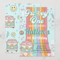 Groovy One Retro Daisy Rainbow First Birthday Invitation | Zazzle