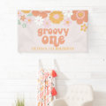 Groovy One Retro Floral Birthday Banner | Zazzle