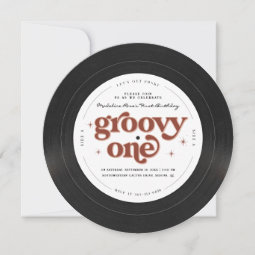 Groovy One Retro Vinyl Record Invitation | Zazzle