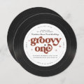 Groovy One Retro Vinyl Record Invitation | Zazzle