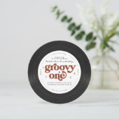 Groovy One Retro Vinyl Record Invitation | Zazzle