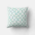 Groovy Pastel Blue White Checks Checkered Throw Pillow | Zazzle