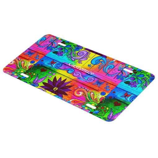 groovy peace and love hippie license plate | Zazzle