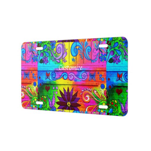groovy peace and love hippie license plate | Zazzle