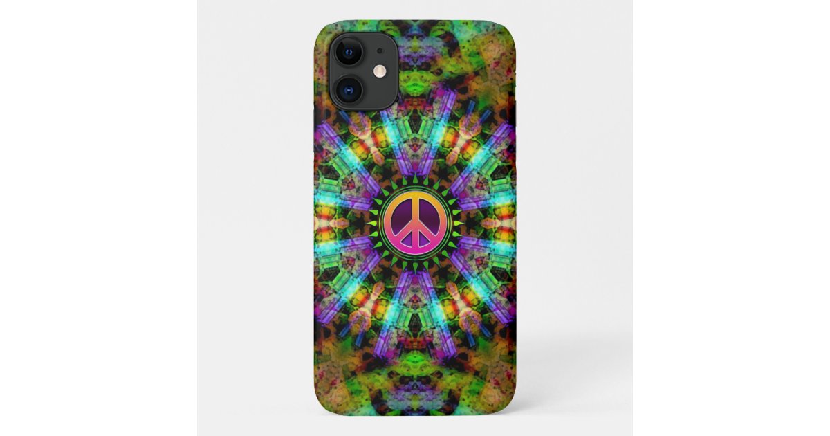 Groovy Peace Sign Rainbow Joy Case-Mate iPhone Case | Zazzle