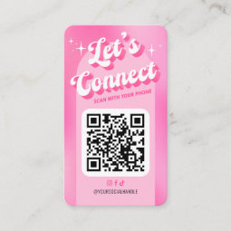 Groovy Pink Trendy Let's Connect Socials QR Code Business Card | Zazzle