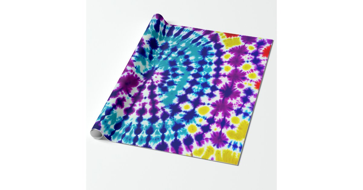 Groovy Psychedelic Spiral Tie Dye Batik Art Wrapping Paper | Zazzle