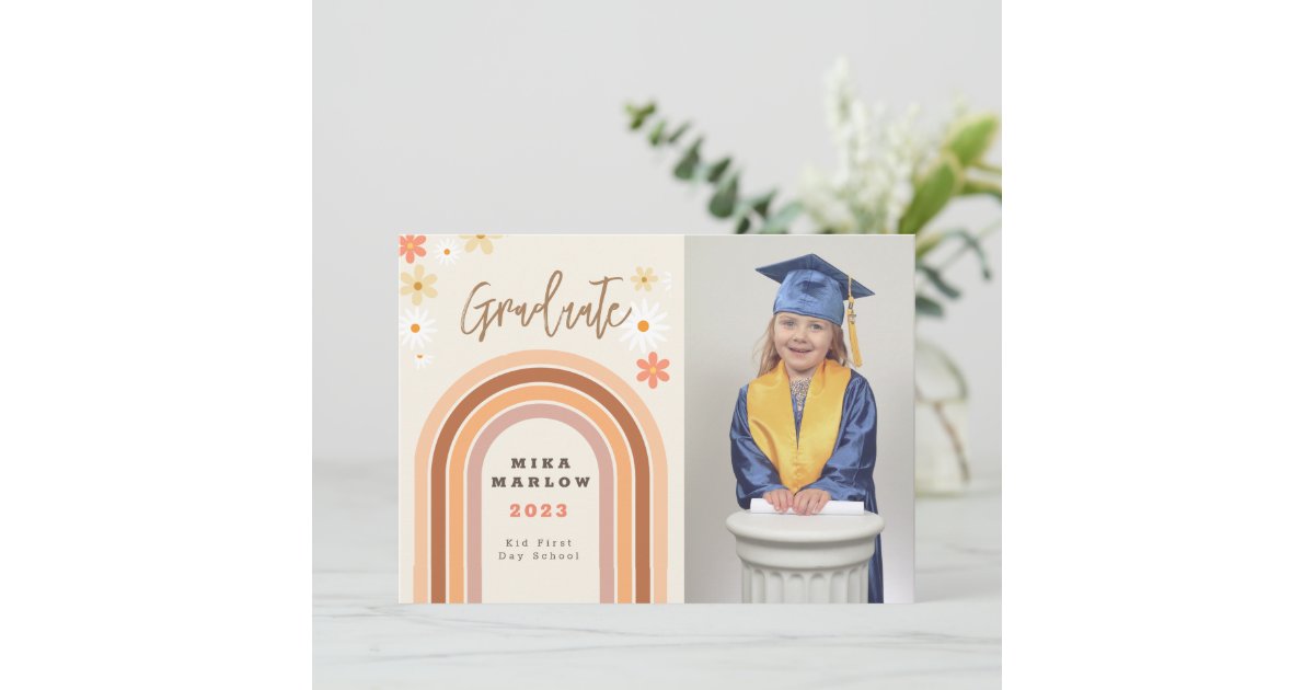Groovy Rainbow Graduation Announcement | Zazzle