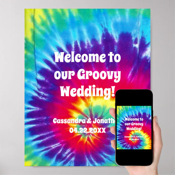 Groovy Rainbow Tie-Dye Hippie Event Poster | Zazzle