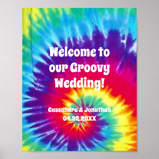 Groovy Rainbow Tie-Dye Hippie Event Poster | Zazzle