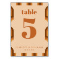 Groovy Retro 70s Design in Brown and Sand Wedding Table Number | Zazzle