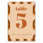 Groovy Retro 70s Design in Brown and Sand Wedding Table Number | Zazzle
