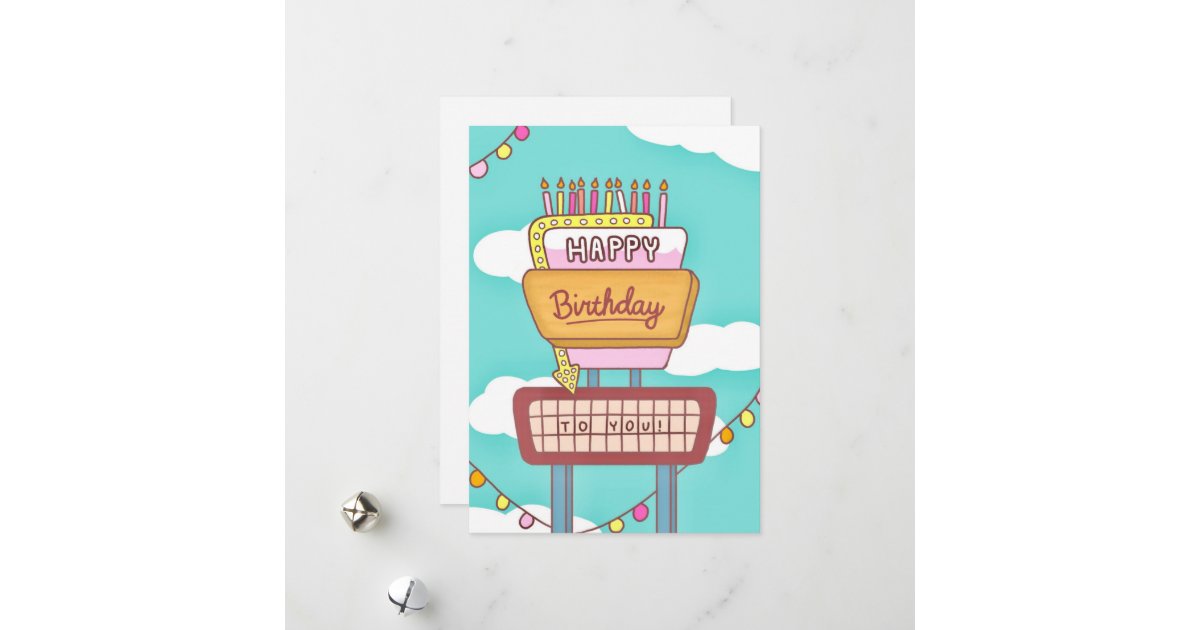 Groovy Retro Birthday Card Sign | Zazzle