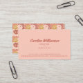 Groovy Retro Boho Blush Pink Red Botanical Trendy Business Card | Zazzle