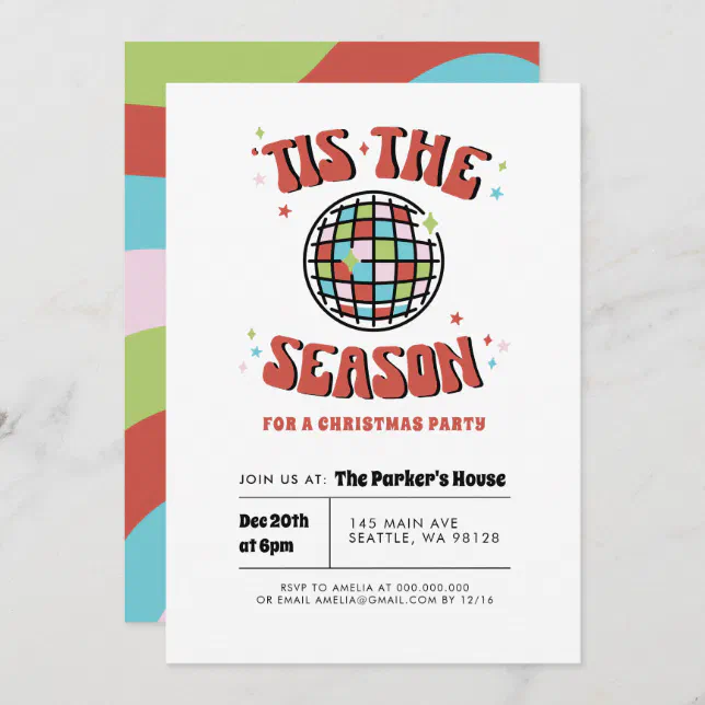 Groovy Retro Christmas Party Invitation | Zazzle