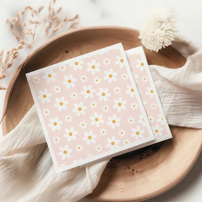 Groovy Retro Daisy Pink Napkins | Zazzle