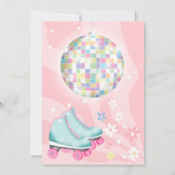 Groovy retro disco floral roller skate Sweet 16 Invitation | Zazzle