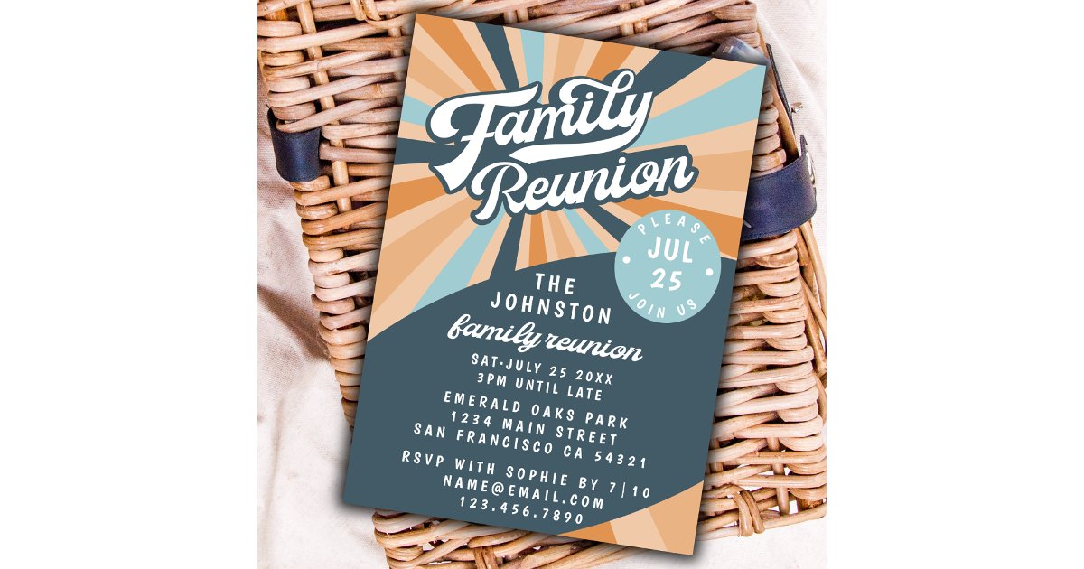 Groovy Retro Family Reunion Gathering Invitation | Zazzle