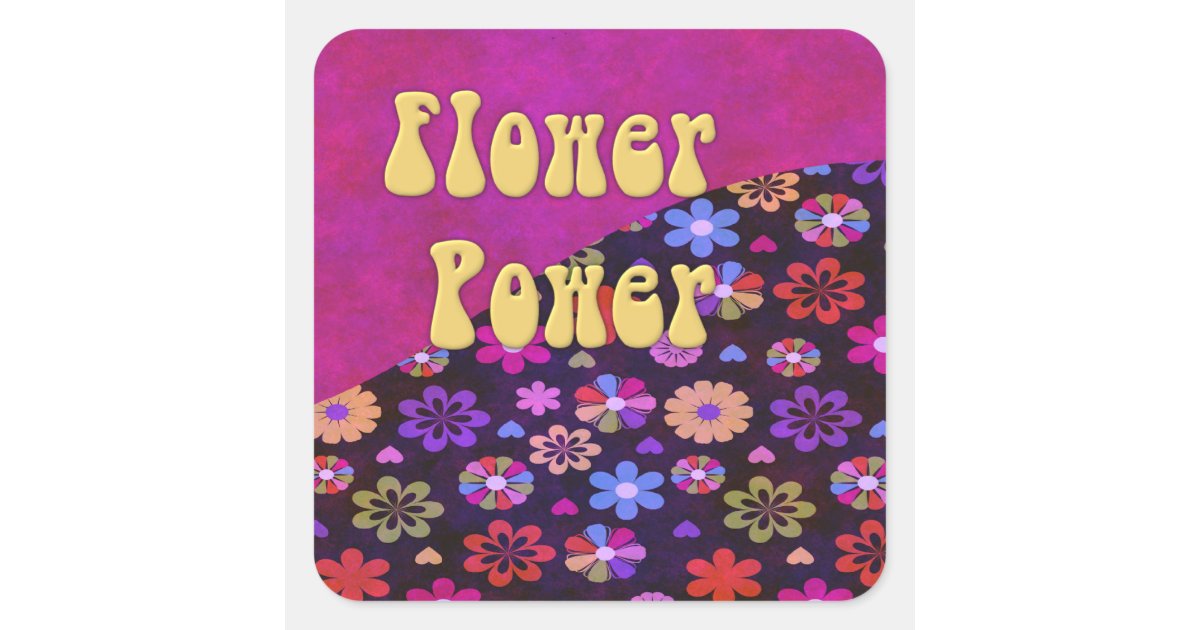 Groovy Retro Flower Power 60s 70s Square Sticker | Zazzle