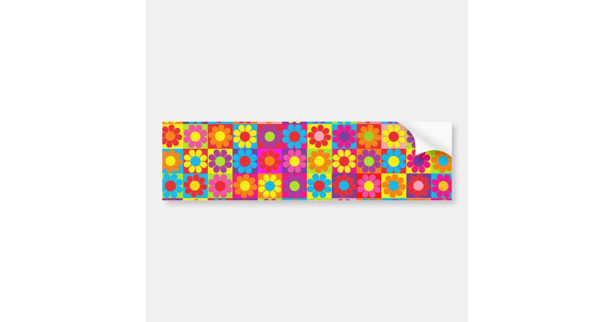Groovy Retro Flower Power Bumper Sticker | Zazzle