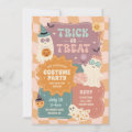 Groovy Retro Halloween Costume Party Cute Ghosts Invitation | Zazzle